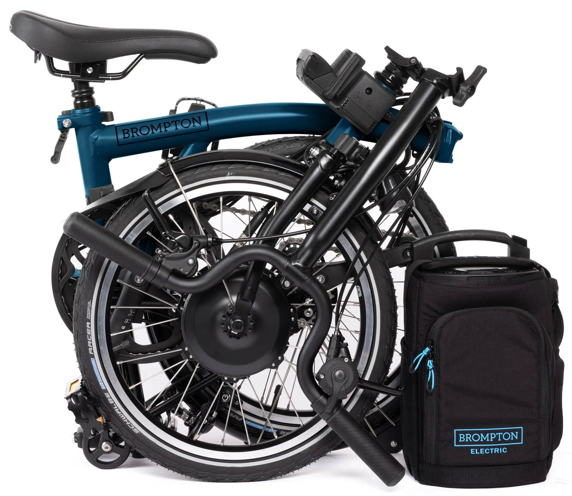 Brompton Electric C Line Explore 12 Speed Folding Bike 2025 in Ocean Blue