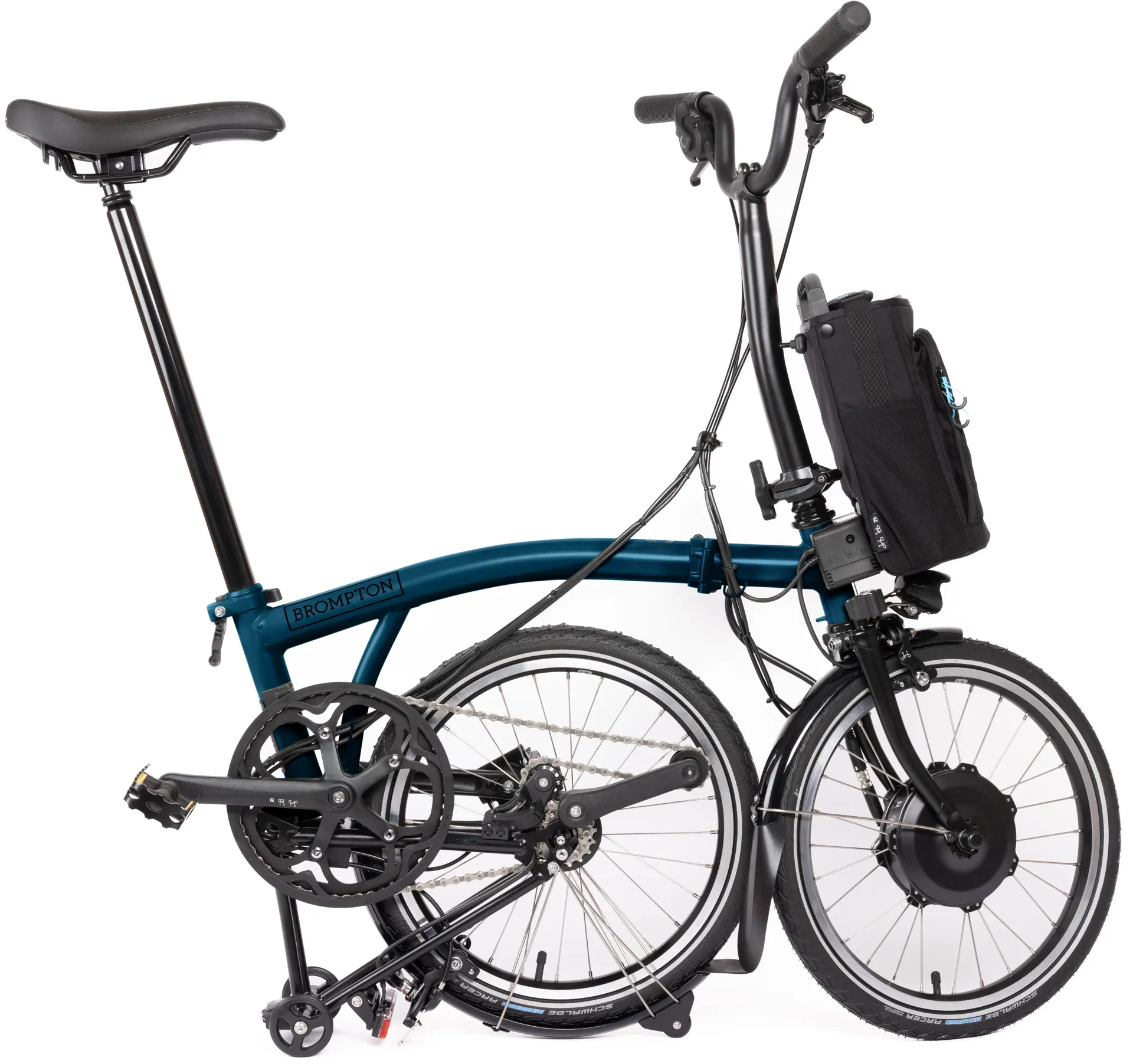 Brompton Electric C Line Explore 12 Speed Folding Bike 2025 in Ocean Blue
