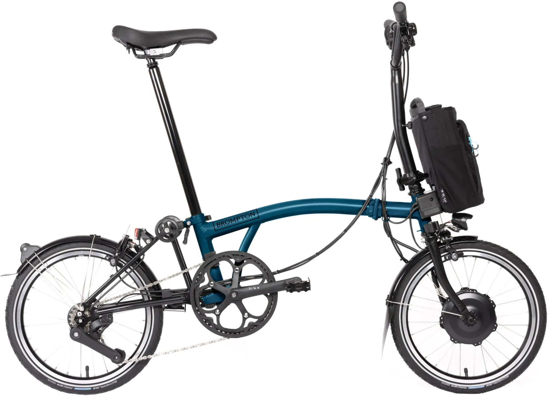 Brompton Electric C Line Explore 12 Speed Folding Bike 2025 in Ocean Blue