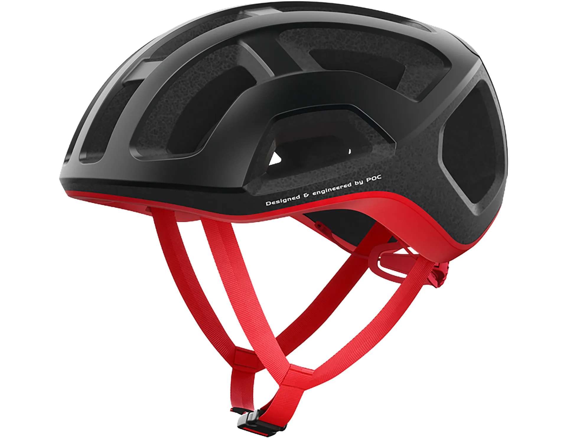 POC Ventral Lite Helmet in Uranium Black/Prismane Red Matt