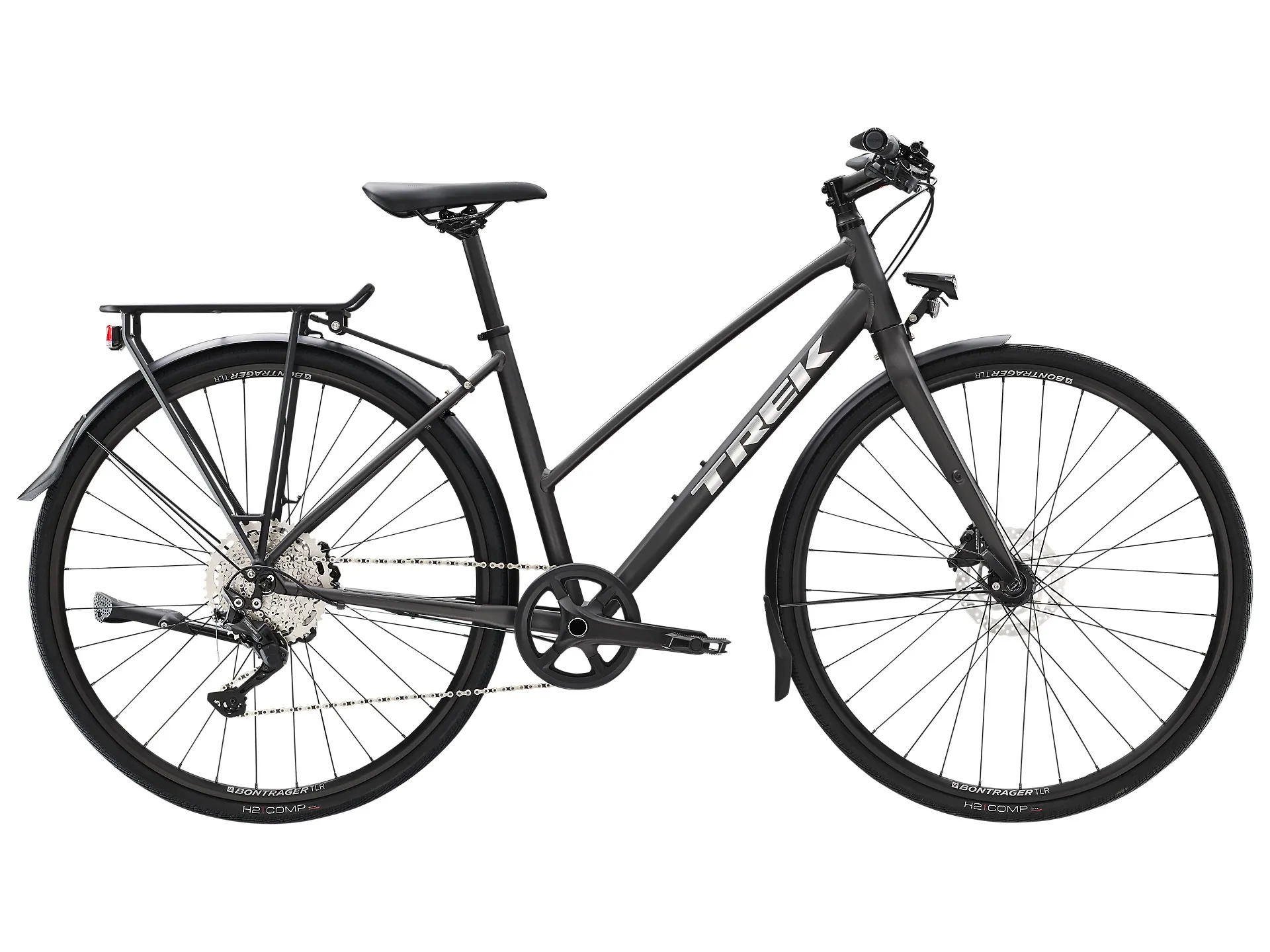 Trek FX 3 Disc Equipped Women's Step Through Hybrid Bike 2023 in Black