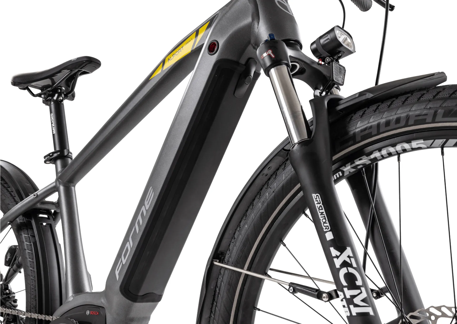 Forme Alport Urban E Electric Hybrid Bike 2023 in Grey/Yellow