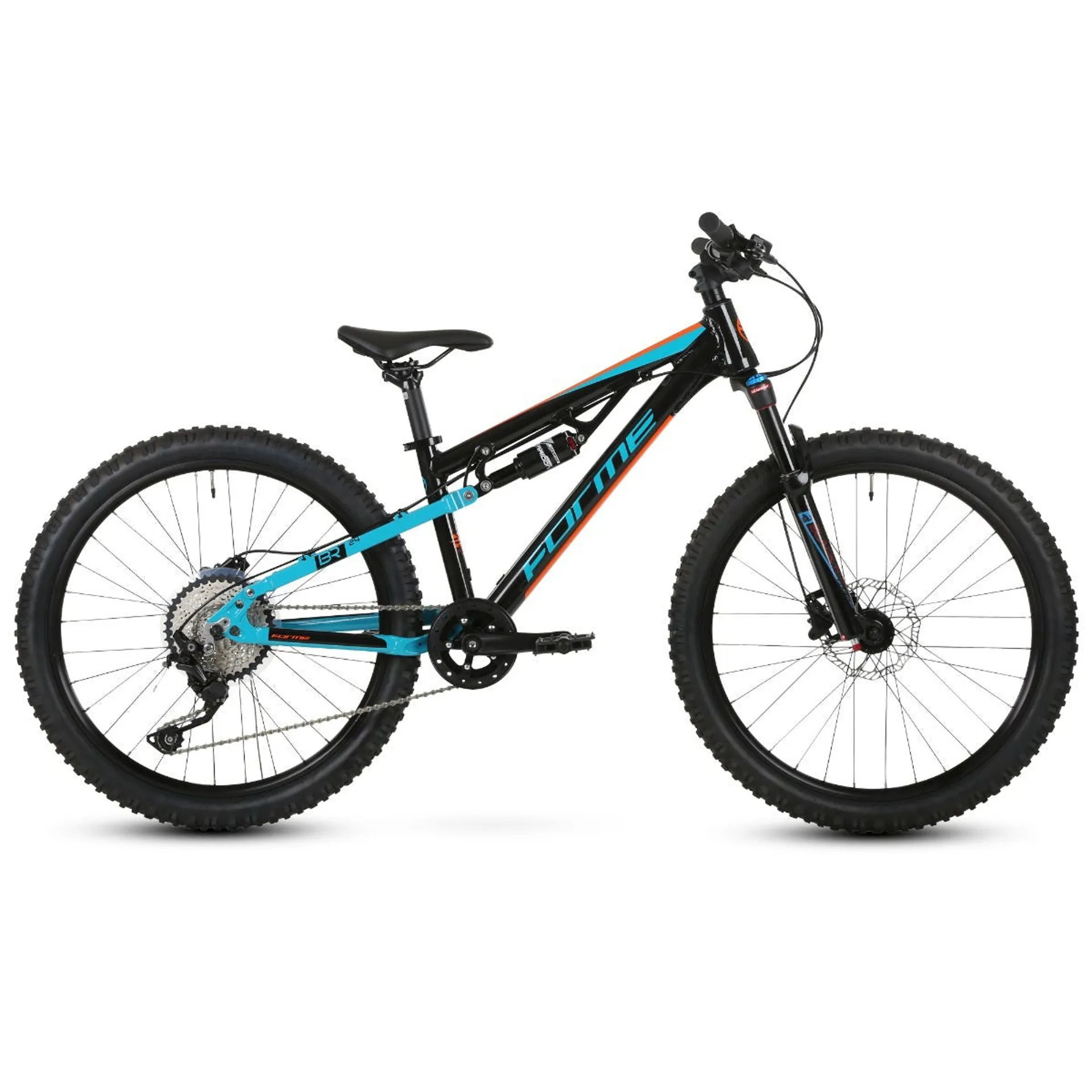 Forme Black Rocks 24 Wheel Kids Full Suspension Mountain Bike in Black