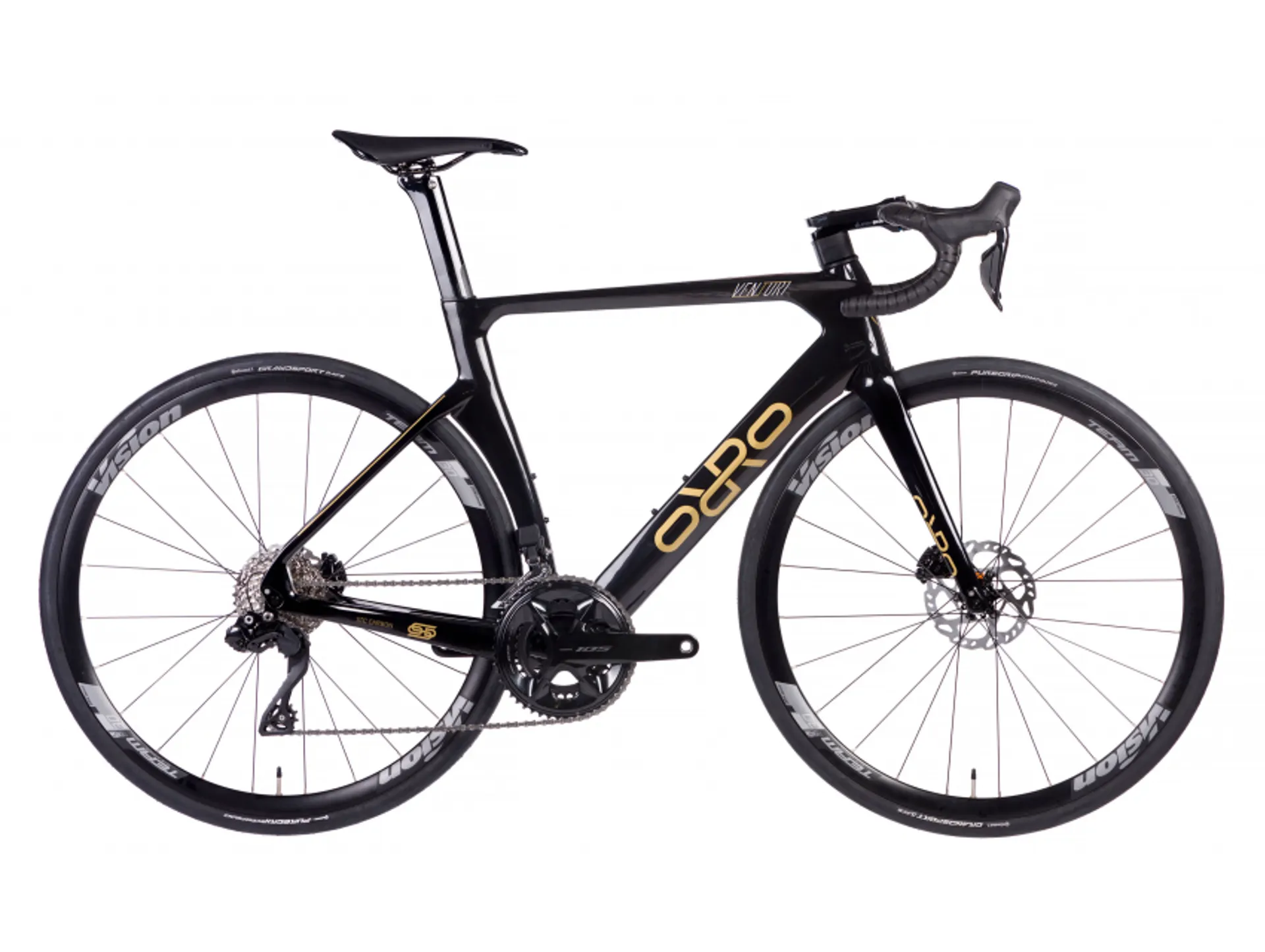 Orro Venturi STC 105 Di2 R800DB Road Bike 2023 in Black Gold Gloss